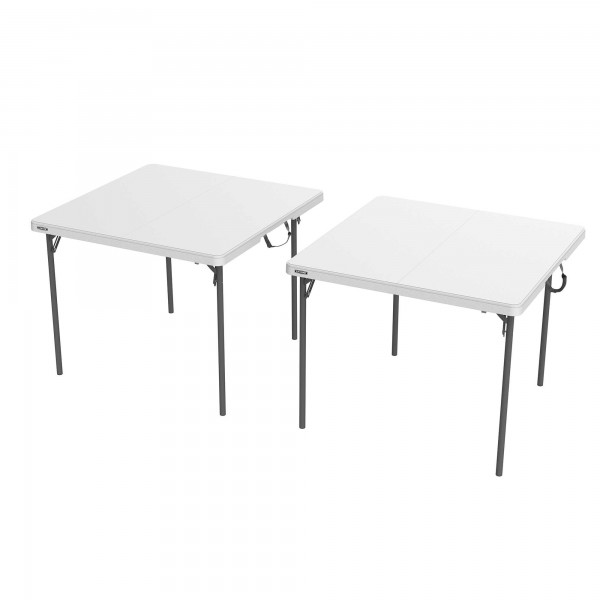 Lifetime 37-inch Square Fold-In-Half Table - White Granite (80884)