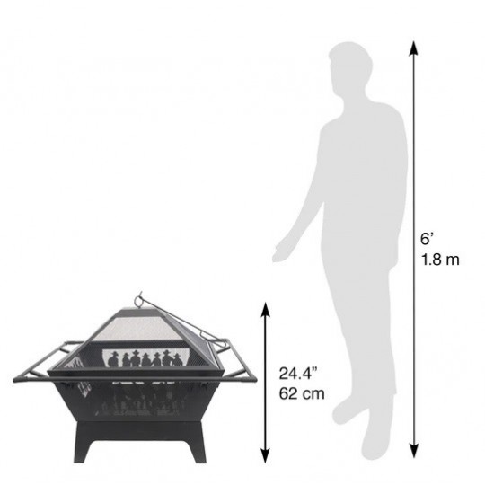Blue Sky 31" Cowboy Portable Fire Pit - Wood Black (WBFP31SQ-GF)