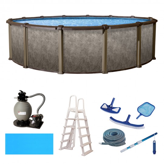 Blue Wave Riviera 27-ft Round 54-in Deep 8-in Top Rail Metal Wall ...