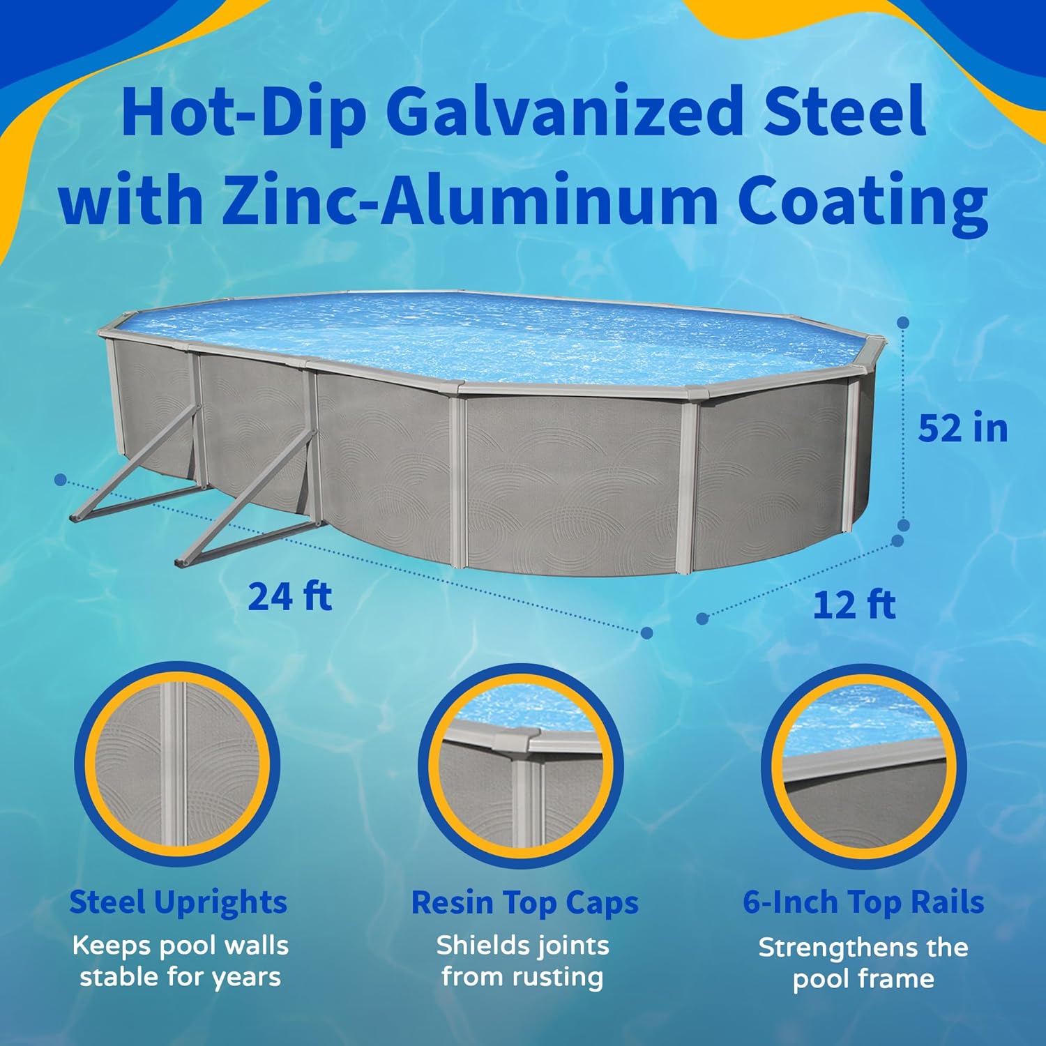 Blue Wave Belize 12' x 24' Oval 52" Deep Steel Pool Kit (NB2532)