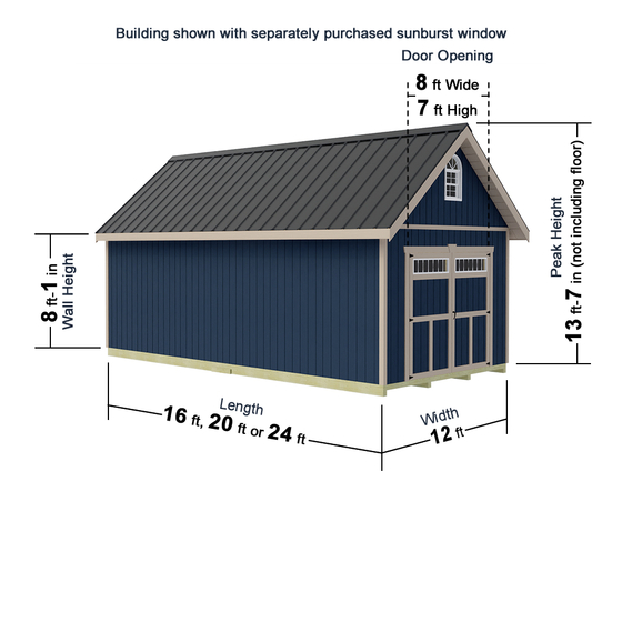 Best Barns Geneva 12x24 Wood Garage Storage Shed Kit (geneva1224)
